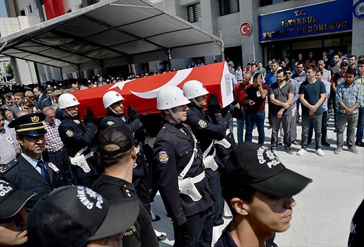 Istanbul police hold funeral service for shot officer