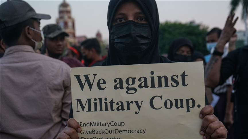 Protes anti kudeta di Myanmar berlanjut tiga hari