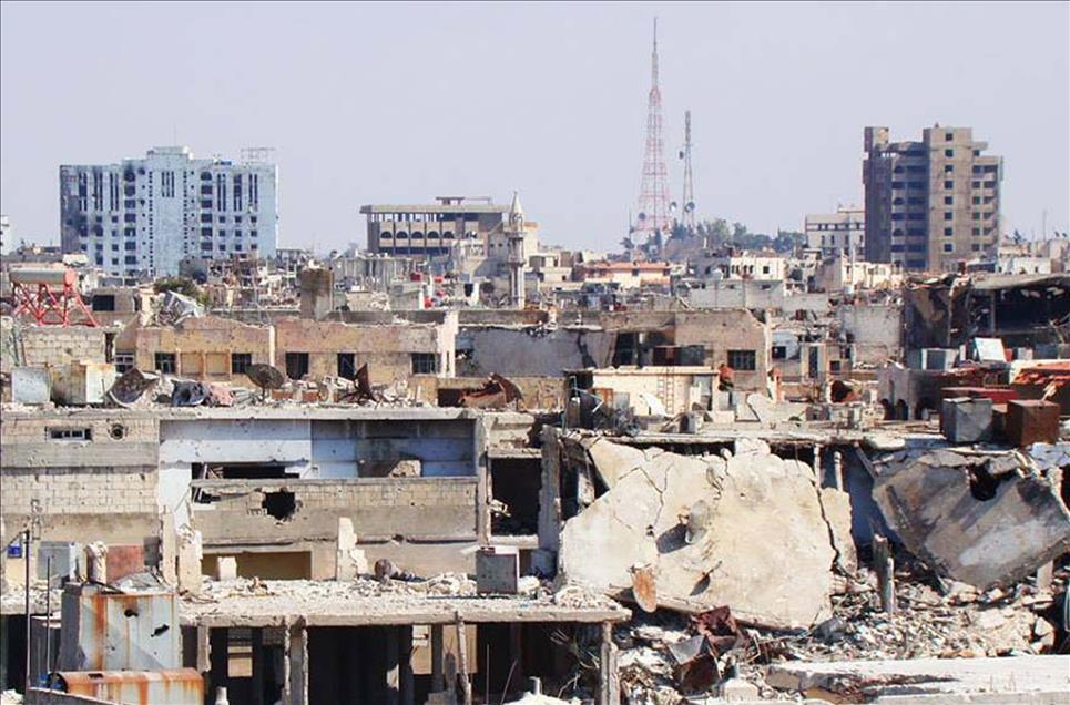 Suriye'nin Humus kentindeki Halidiyye mahallesi harabeye döndü ...