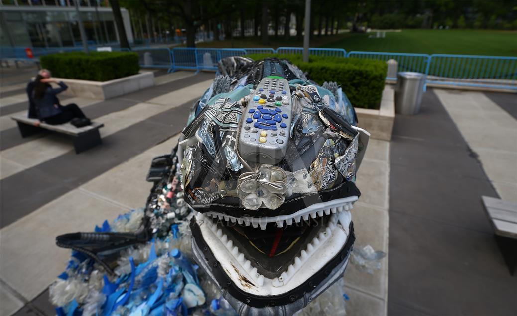 Sculptures made of marine debris at UN headquarters - Anadolu Ajansı