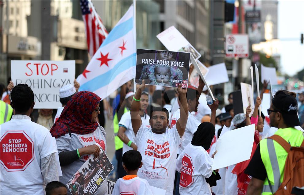 Protest in Chicago in solidarity with Rohingya Muslims - Anadolu Ajansı