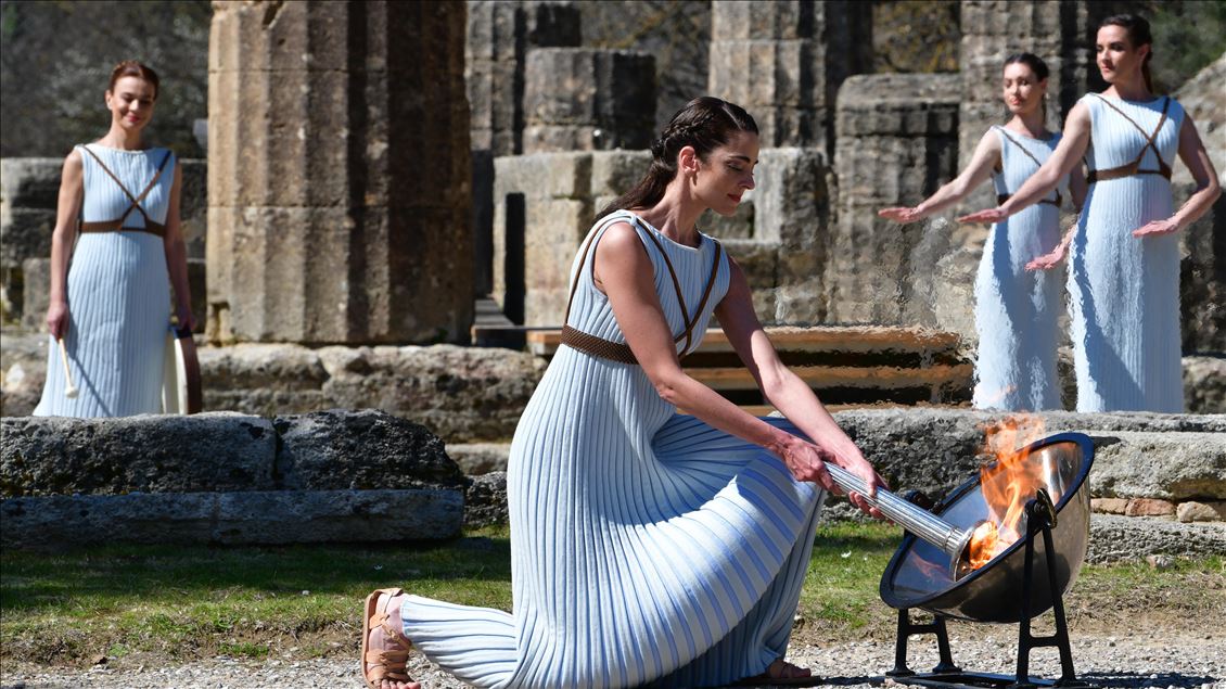 Lighting ceremony of the Olympic flame for the Tokyo Summer Olympics ...