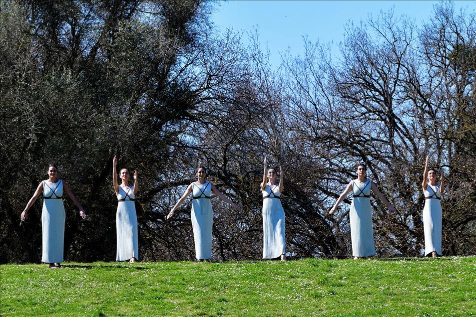 Lighting ceremony of the Olympic flame for the Tokyo Summer Olympics ...