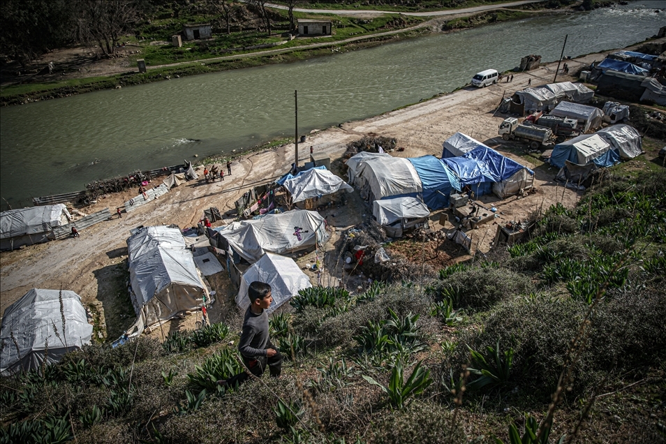 Asi Nehri'nin su seviyesinin yükselmesi, İdlib'de nehrin kıyısında ...