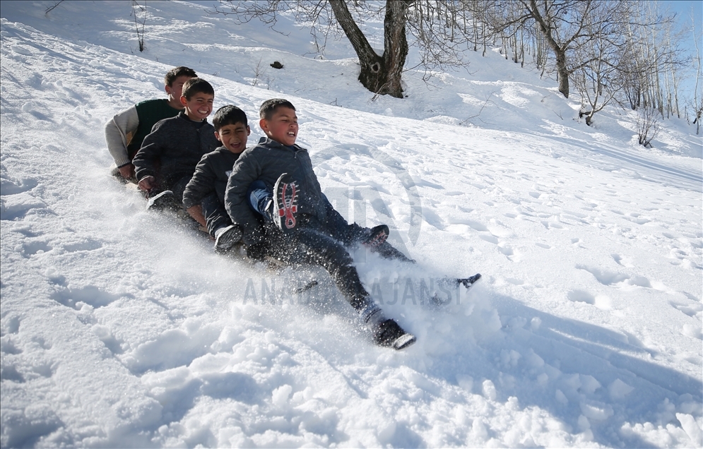 Children's fun with snow in Turkey's Bitlis - Anadolu Ajansı