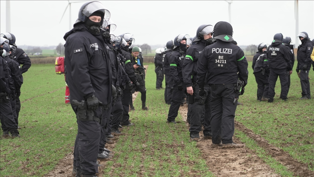 German authorities starts to clear a major protest camp in the village ...
