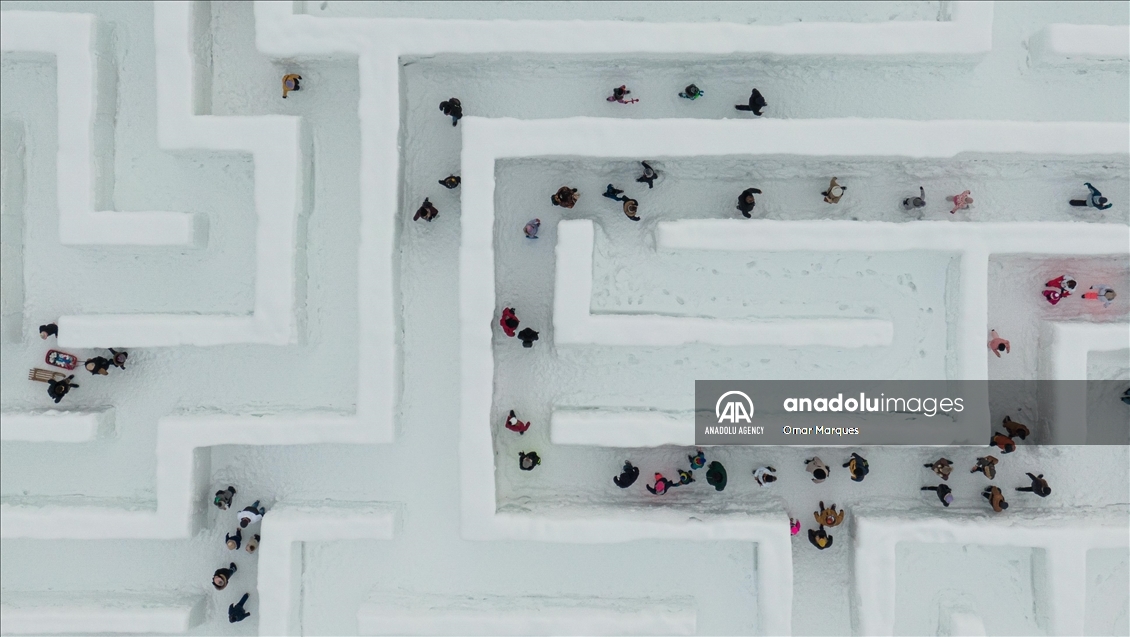 People try to find their way out from a maze in Poland's famous ...