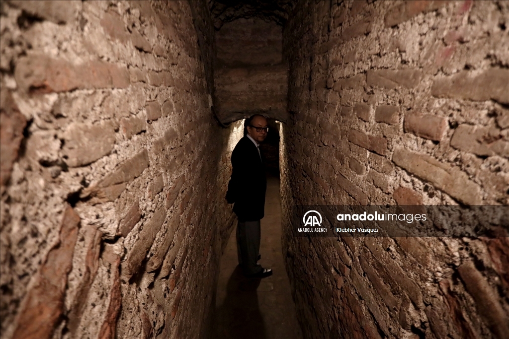 Underground cemetery containing the remains of thousands of people buried in Peru's Lima ...