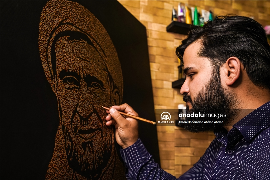 Erbilli Abdulbari Abdulhalık modern ve klasik üslubu birleştirerek hat ...