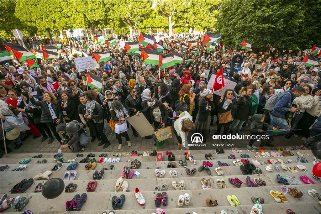 Tunuslu kadınlardan Filistin'e "sessiz" destek gösterisi - Anadolu Ajansı