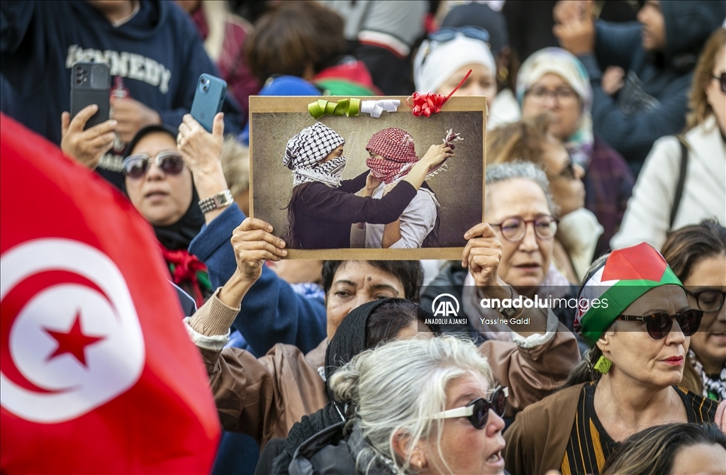 Tunuslu kadınlardan Filistin'e "sessiz" destek gösterisi - Anadolu Ajansı