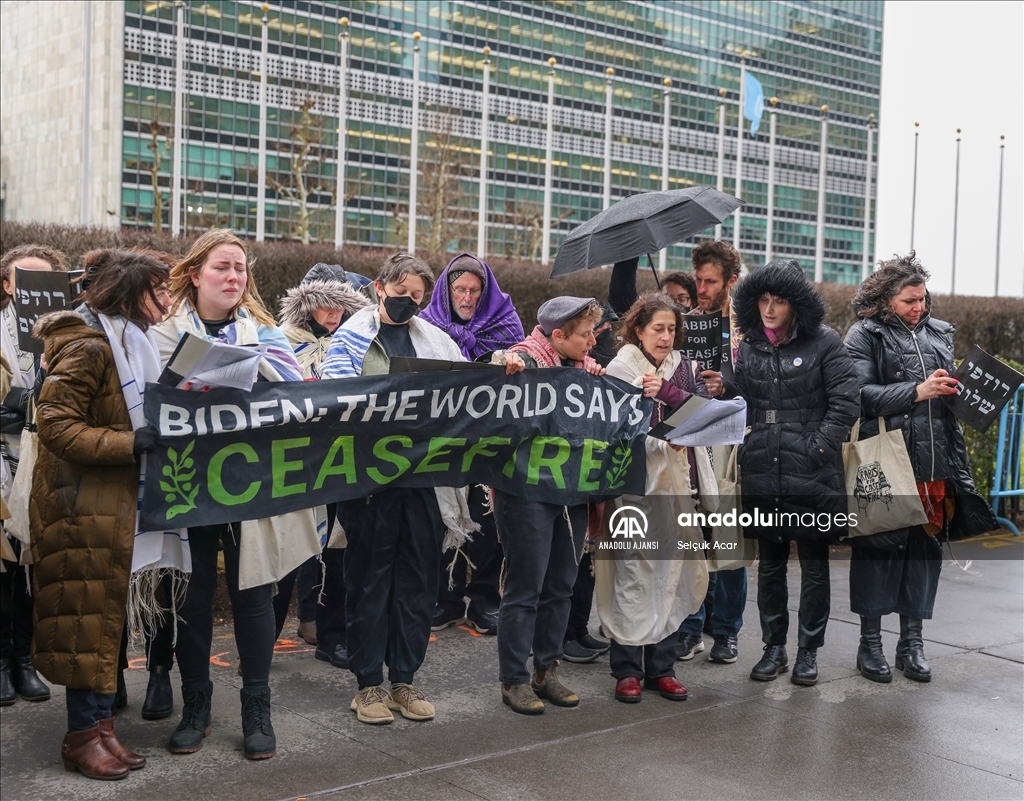Gazze'de ateşkes isteyen hahamlar BM'de gösteri düzenledi - Anadolu Ajansı