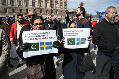 Hundreds gather in capital Stockholm to protest burning of Muslim holy ...