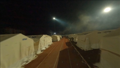 Drone footage captures tent city set up for people affected by ...