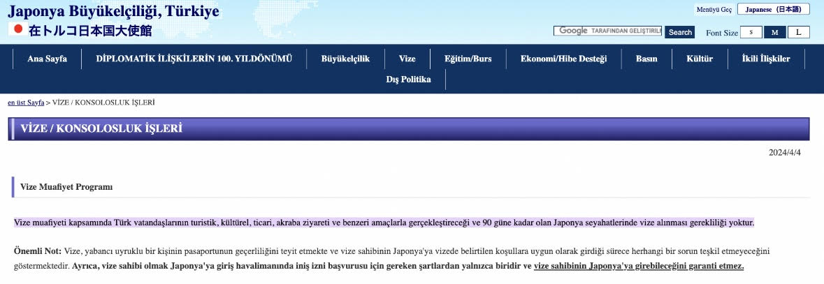 Japonya Türkiye vatandaşlarına vize zorunluluğu mu getirdi?
