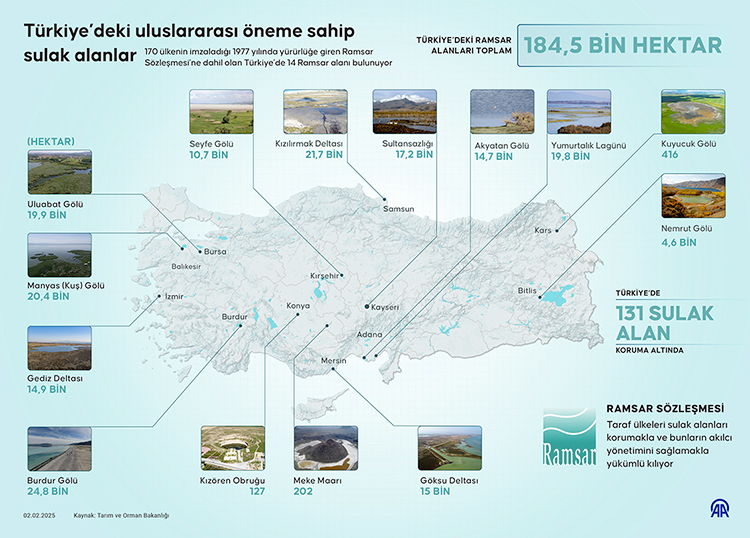Türkiye'de 131 sulak alan koruma altında